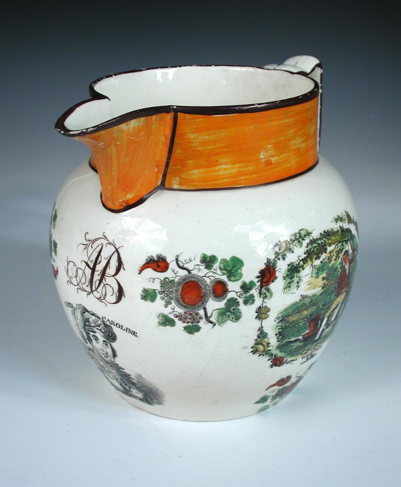 Lot 7 - Two commemorative creamware jugs,