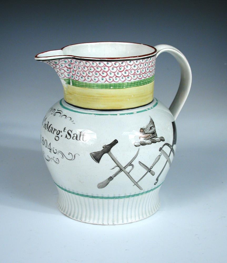 Lot 11 - 'Richard Margaret Salt 1804', a pearlware jug