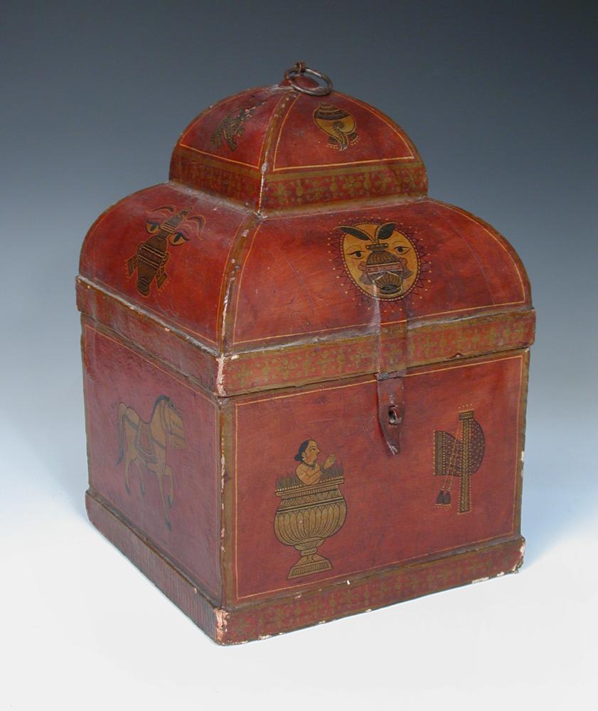 Lot 963 - An Indian red lacquer box,