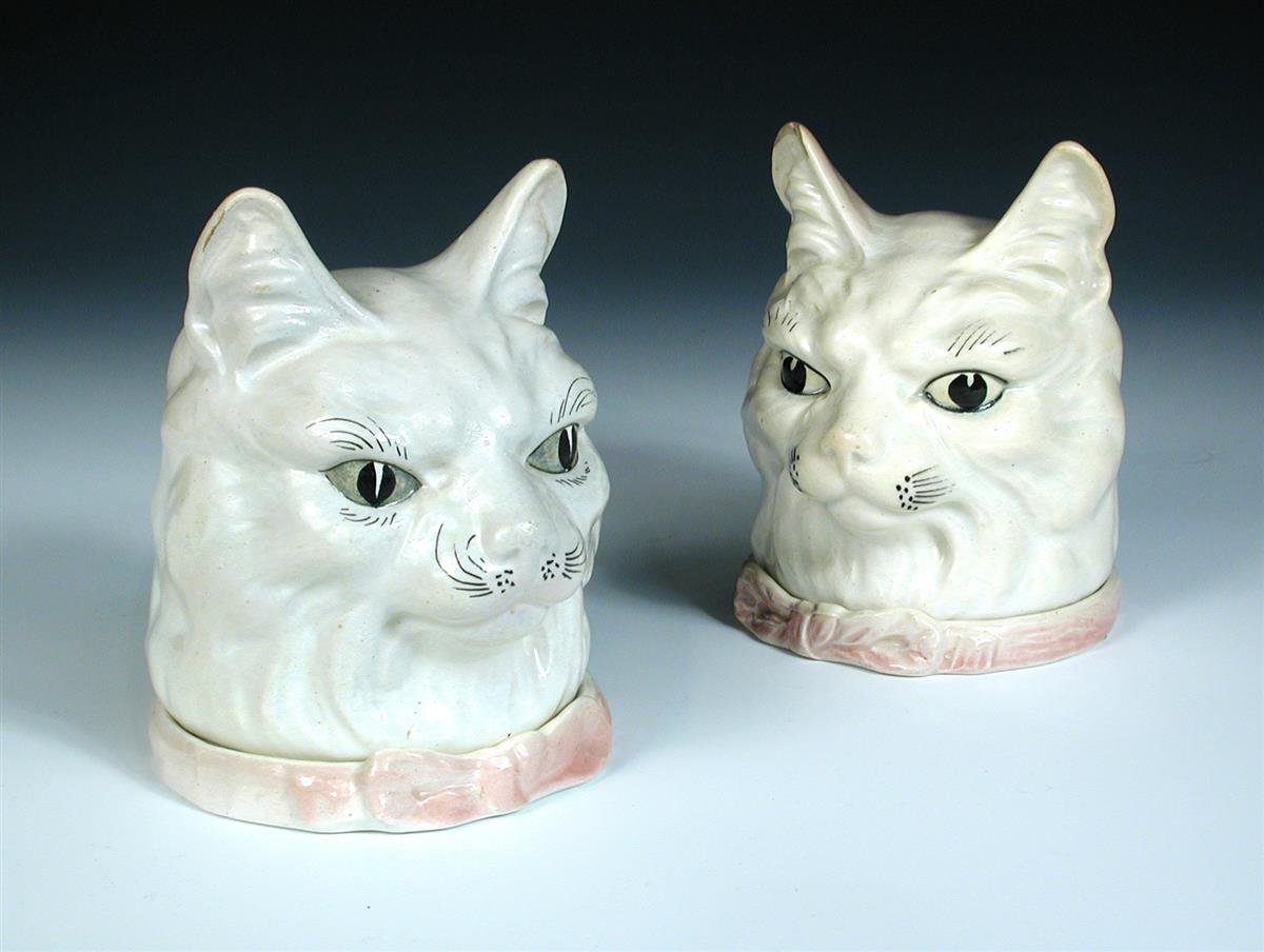 Lot 62 - Two 20th century European pottery cat's head