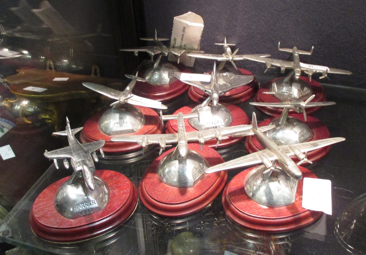 Lot 87 - Nine pewter model aircraft