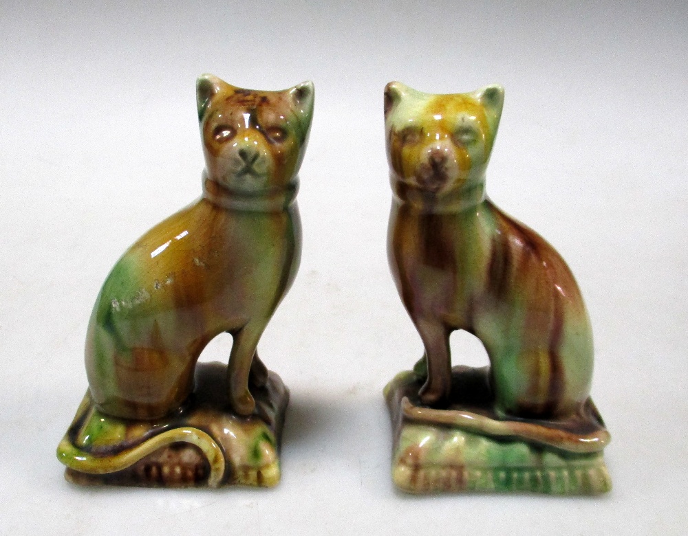 Lot 3 - A pair of Whieldon ware cats,