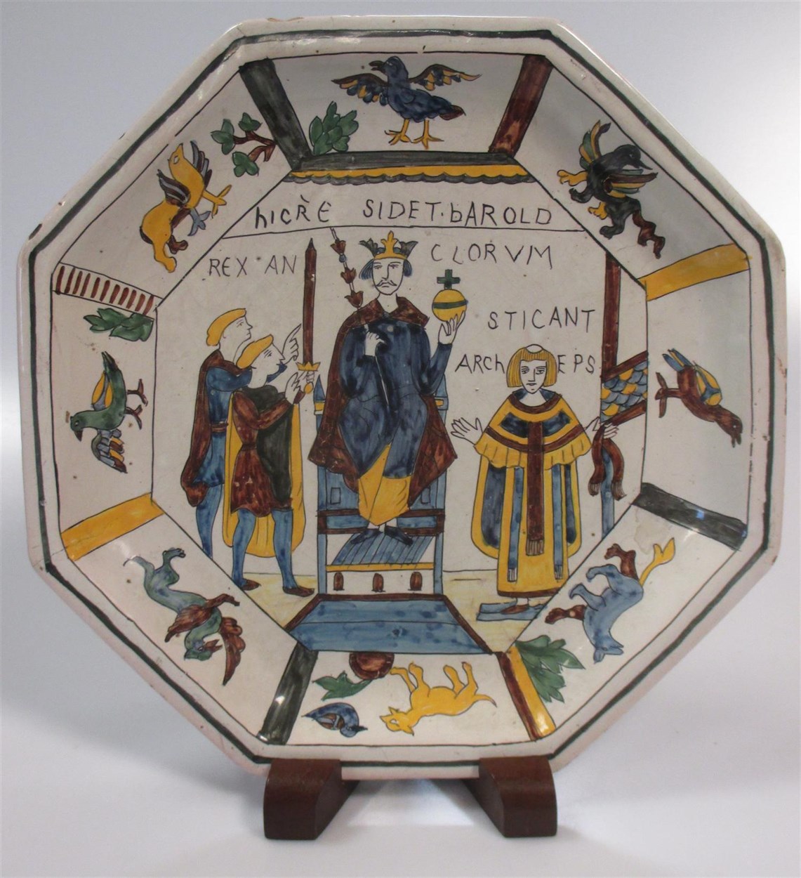 Lot 128 - A French faience 'Bayeux' octagonal dish,