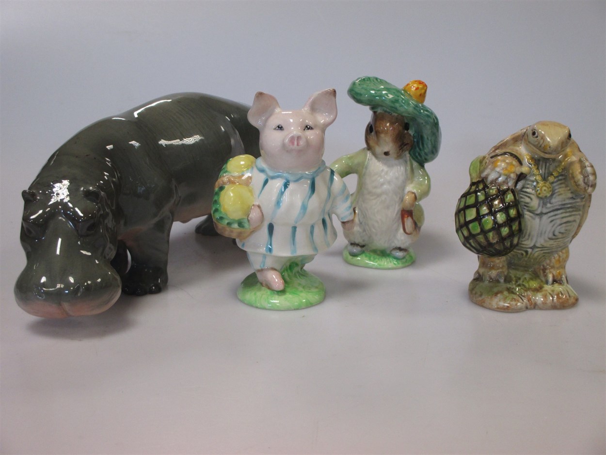 Lot 23 - A Beswick model of a hippo; three Beswick