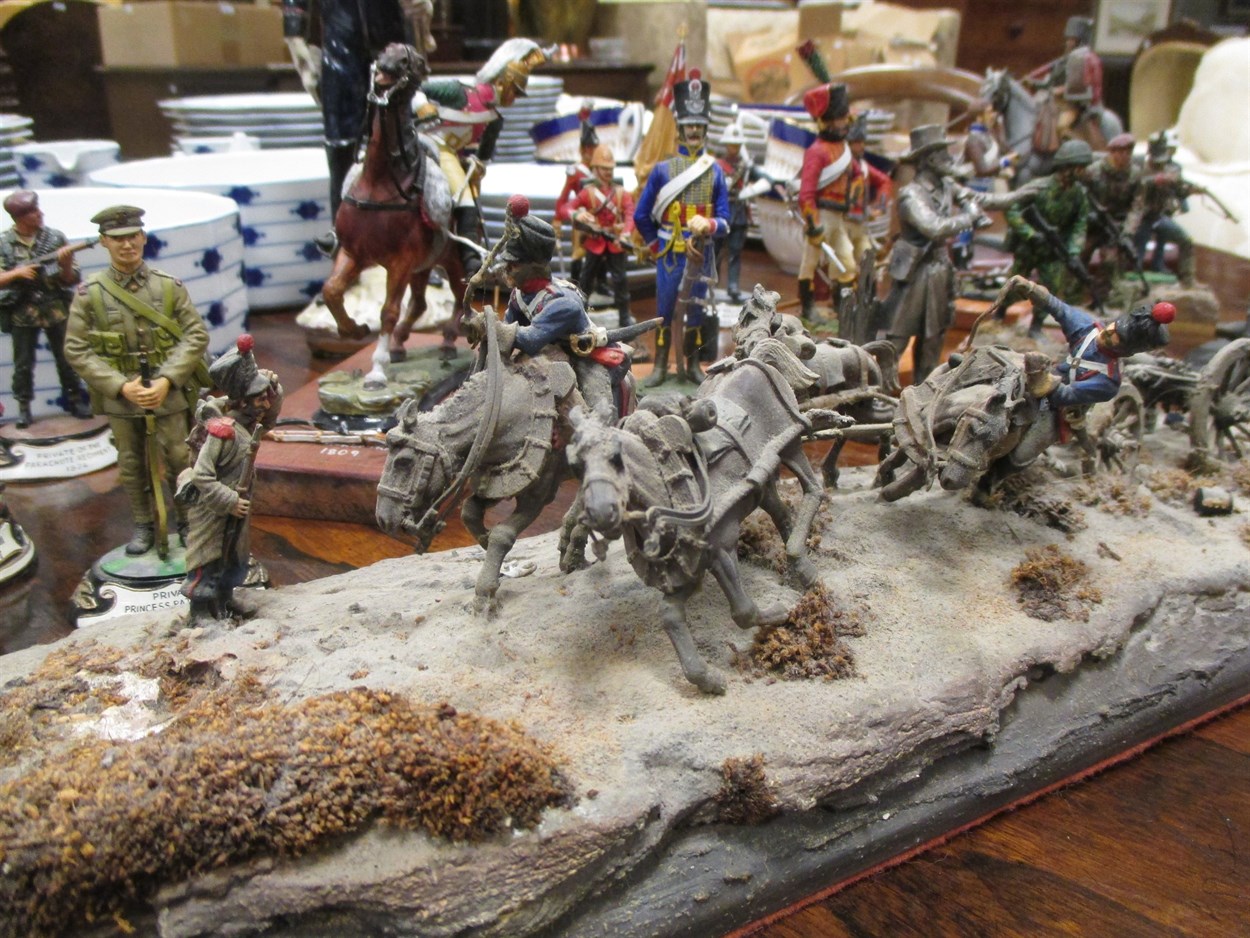 Lot 160 - A collection of painted metal model soldiers,