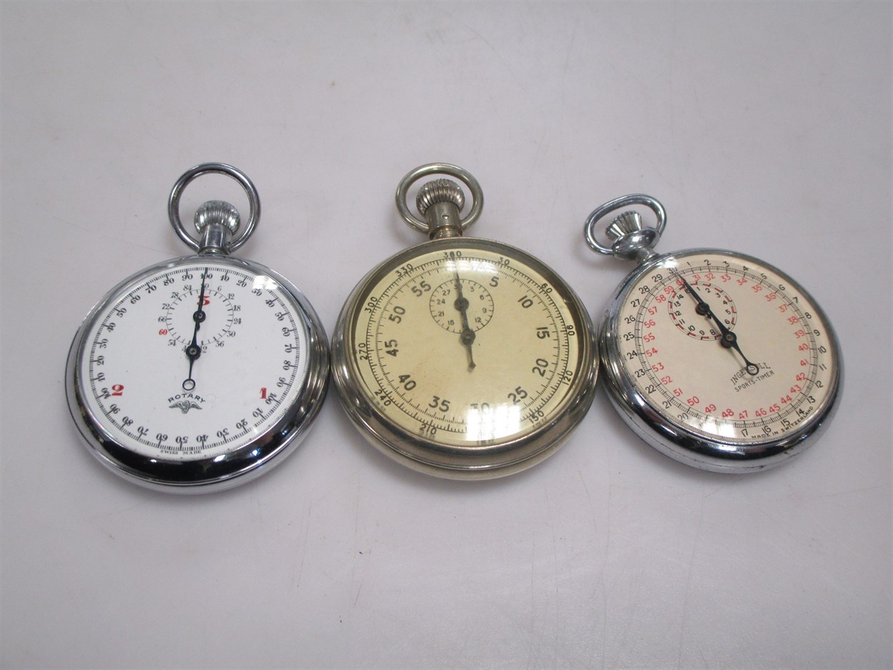 Lot 281 - Trio of base metal stopwatches ( including