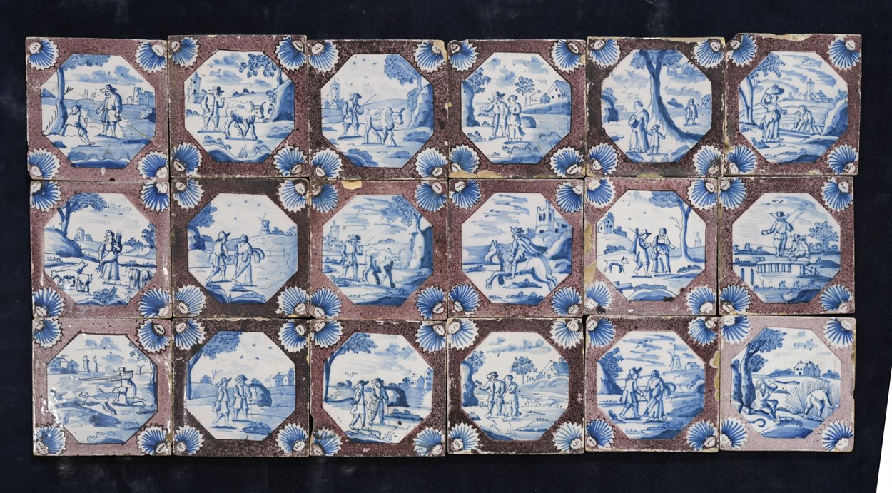 Lot 36 - A set of twenty-five 18th century Delft tiles,