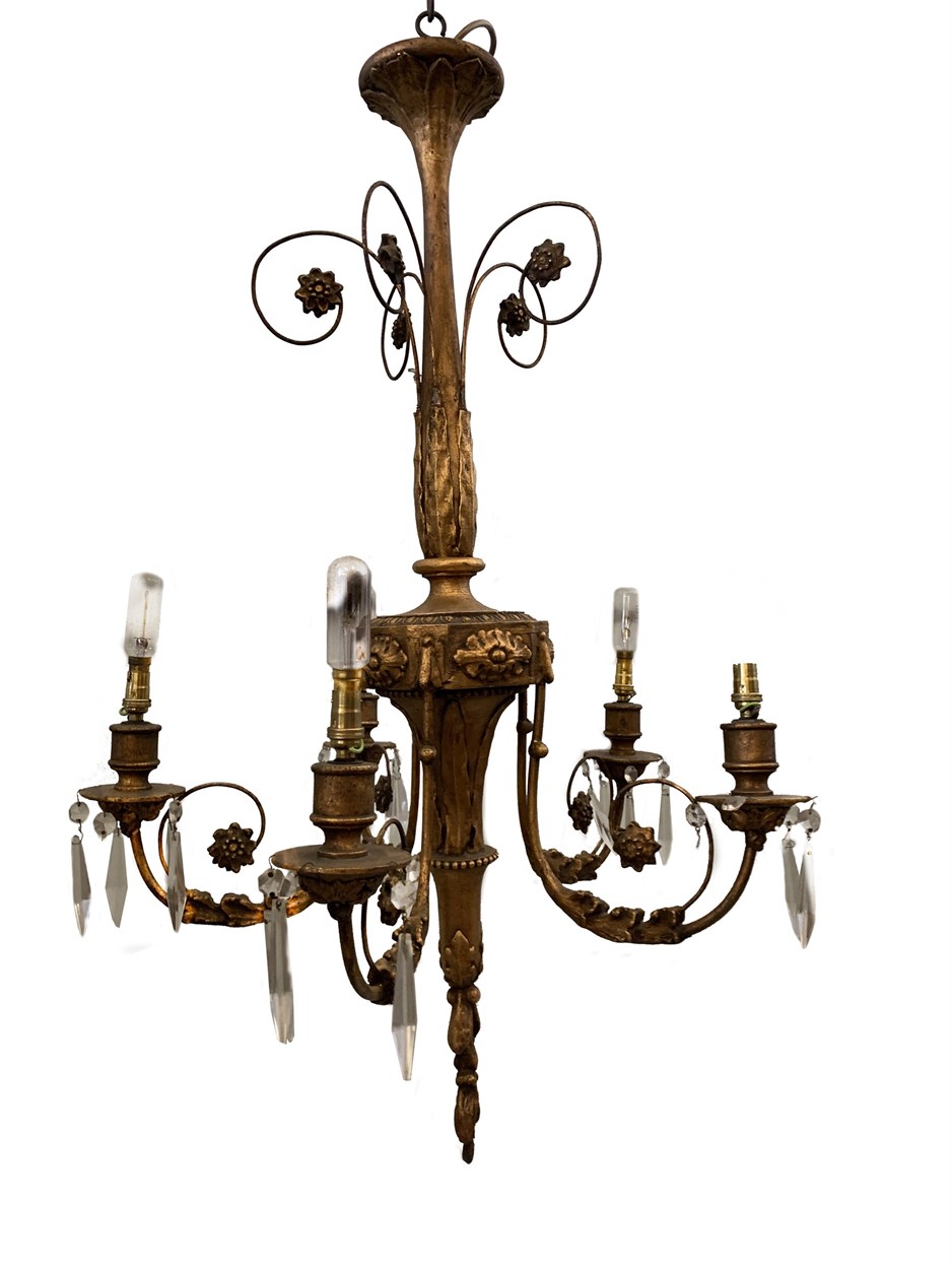 Lot 75 - An 18th century style giltwood five branch