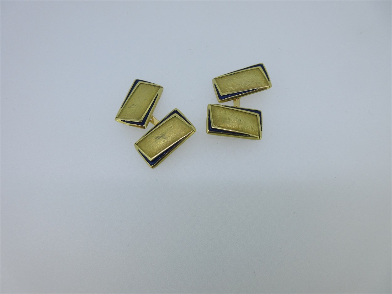 Lot 41 - A pair of double-ended cufflinks with blue