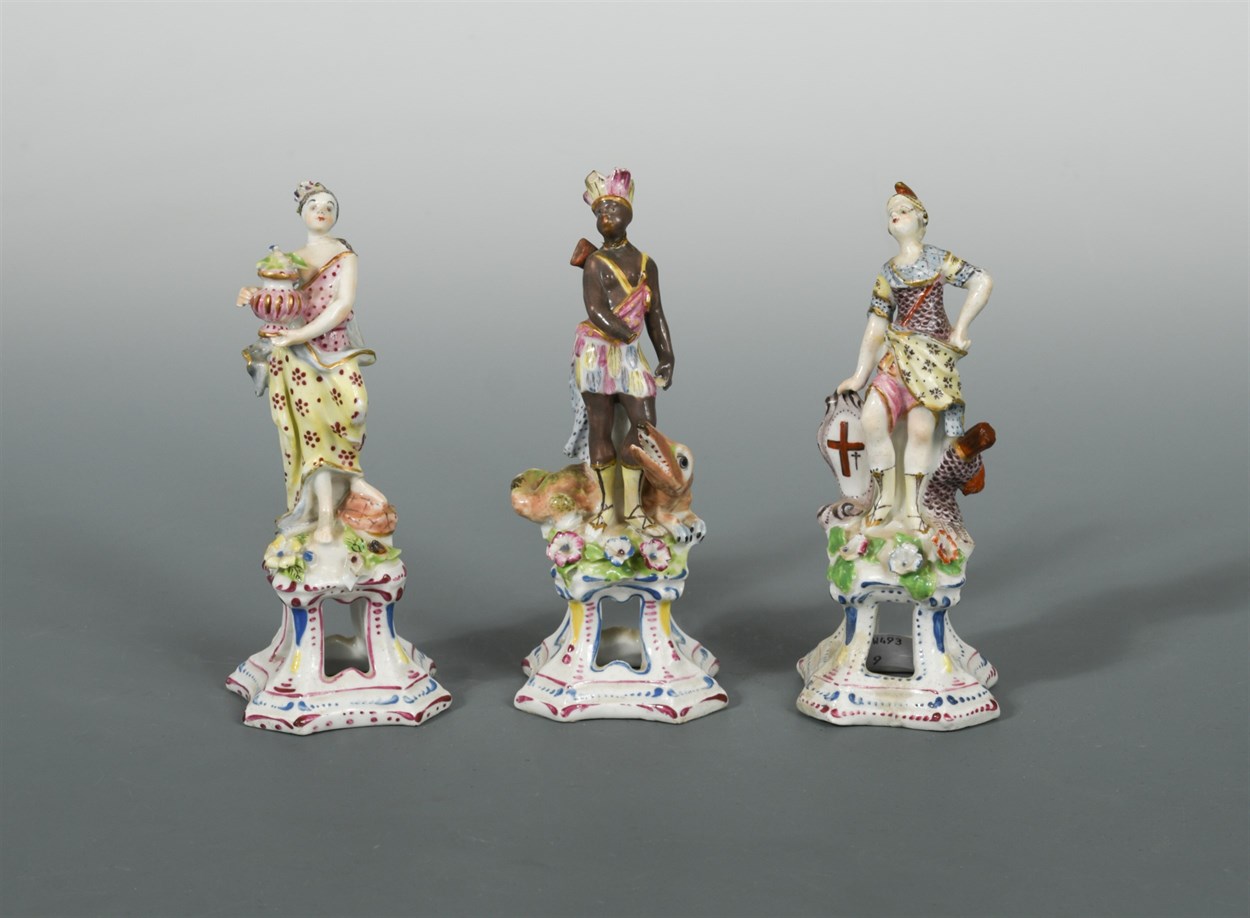 Lot 17 - A rare set of three Bow female figures from