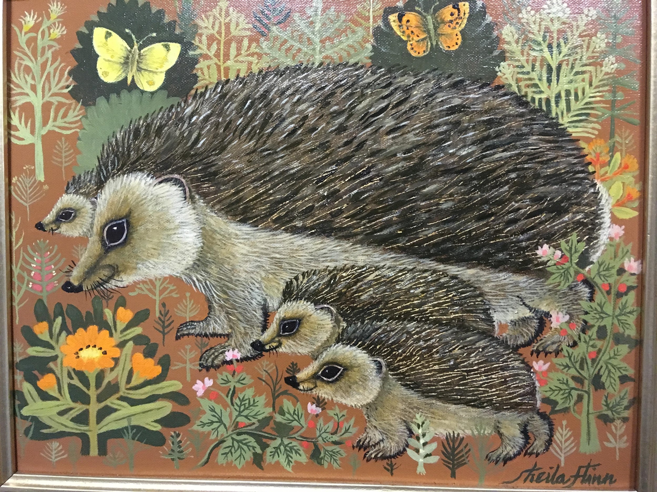 Lot 160 - Sheila Flinn (British, b.1929), Hedgehogs,