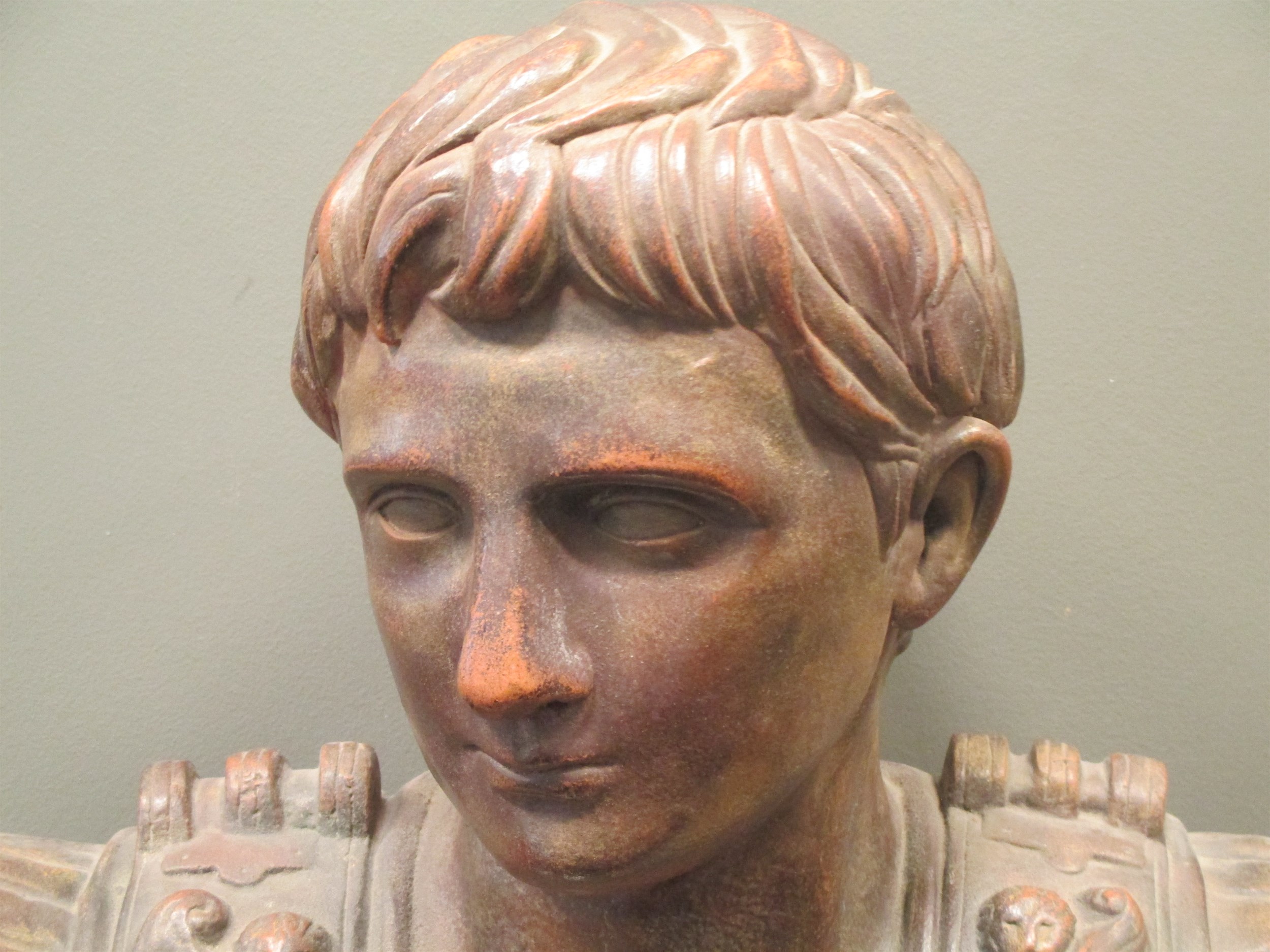 Lot 285 - A stoneware bust of Augustus Caesar, 64cm