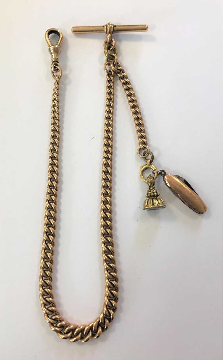 Lot 271 - A Victorian 9ct rose gold 'Albert' watch