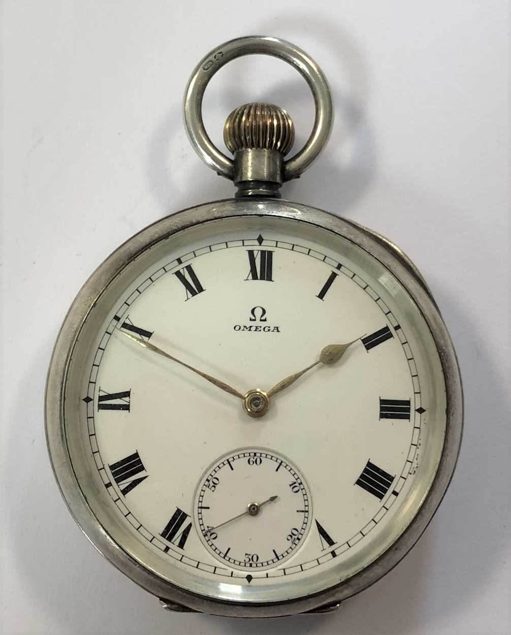 Lot 251 - Omega - A George V silver open-faced pocket