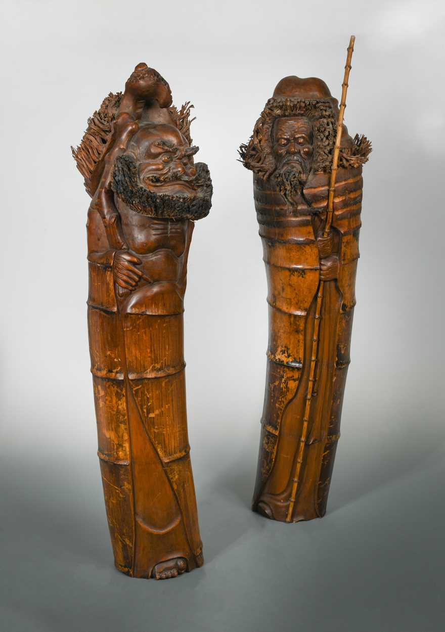 Lot 170 - A pair of Japanese bamboo section figures of
