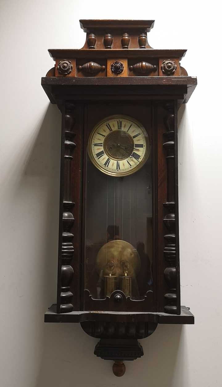 Lot 38 - A Vienna style wall clock,