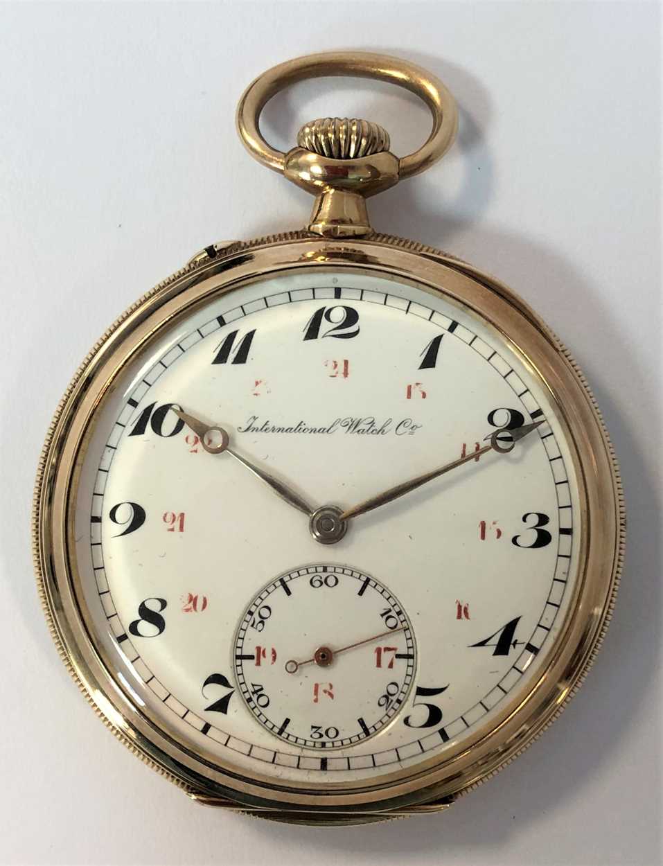 Lot 262 - IWC - A Swiss 14ct gold open faced pocket