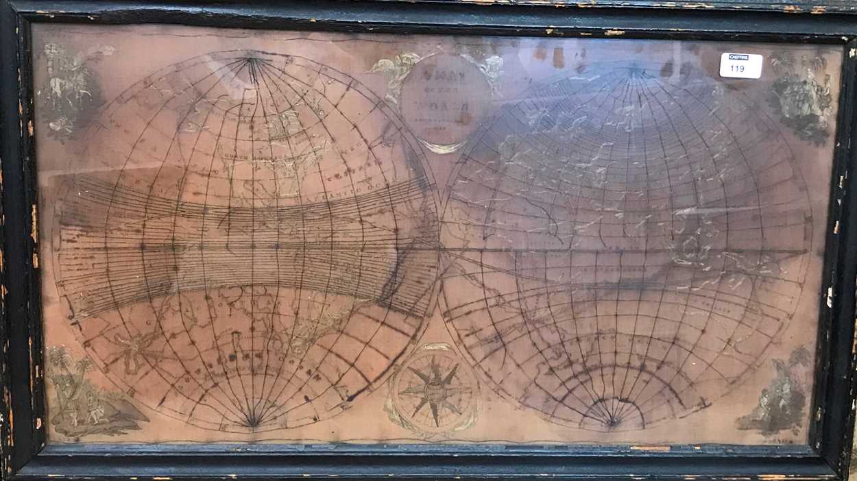 Lot 119 - A needlework world map, dated 1797,