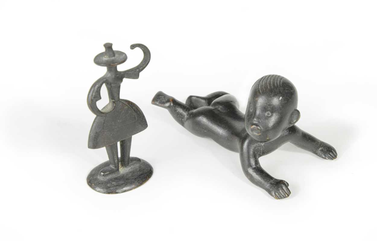 Lot 52 - Two miniature Hagenauer bronze figures,