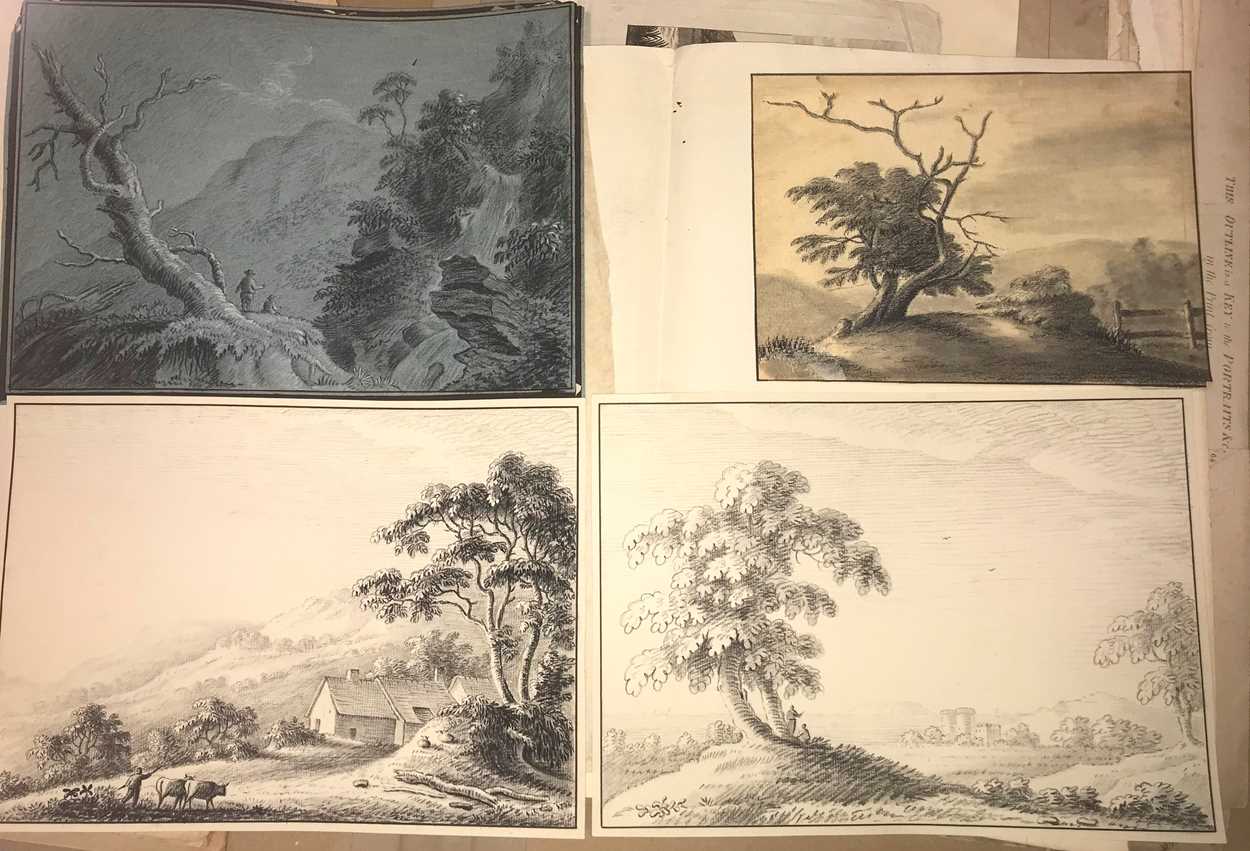 Lot 2 - Four charcoal or chalk landscape drawings,