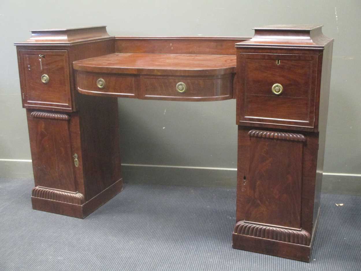 Lot 350 - A mahogany pedestal sideboard 113 x 158 x