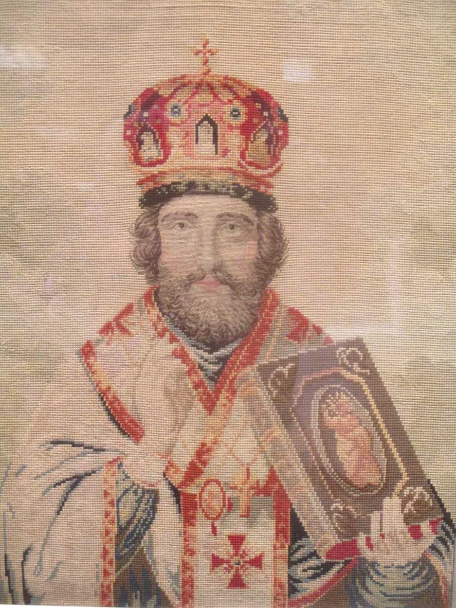 Lot 199 - An Edwardian needlework of an Orthodox