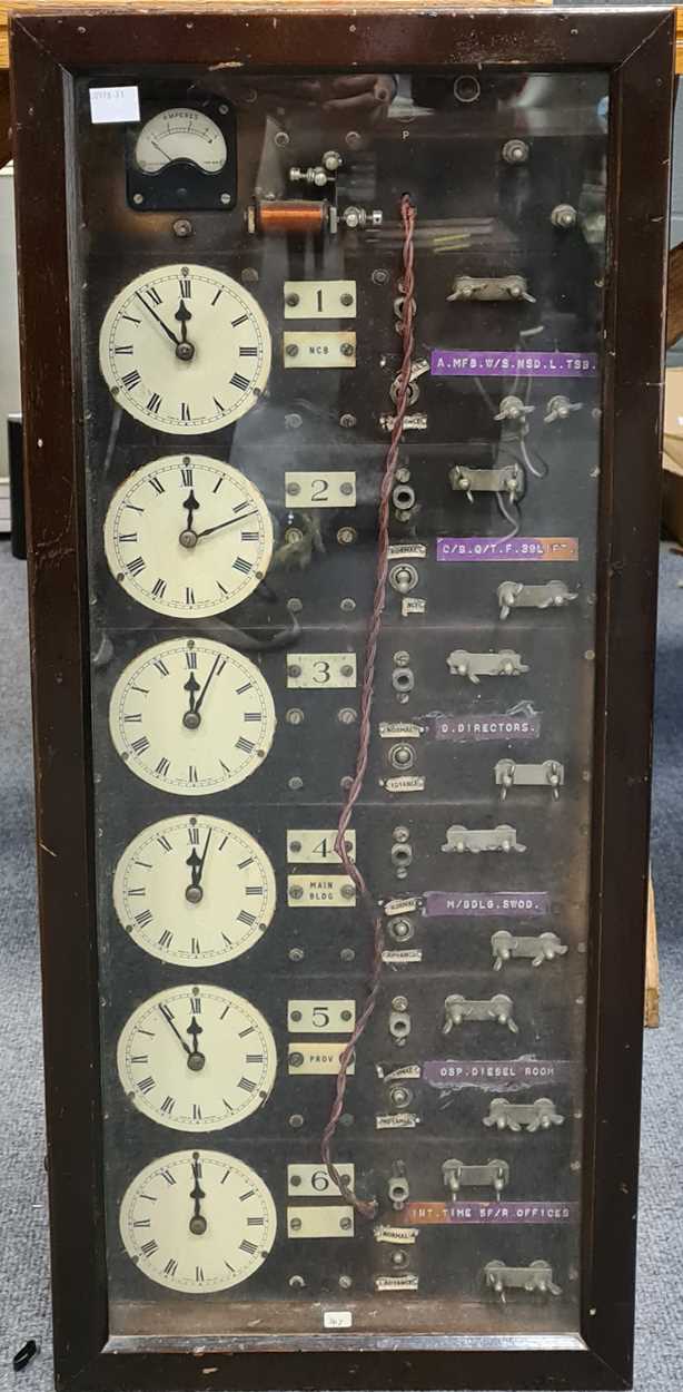 Lot 239 - Synchronome 6 dial distribution panel,