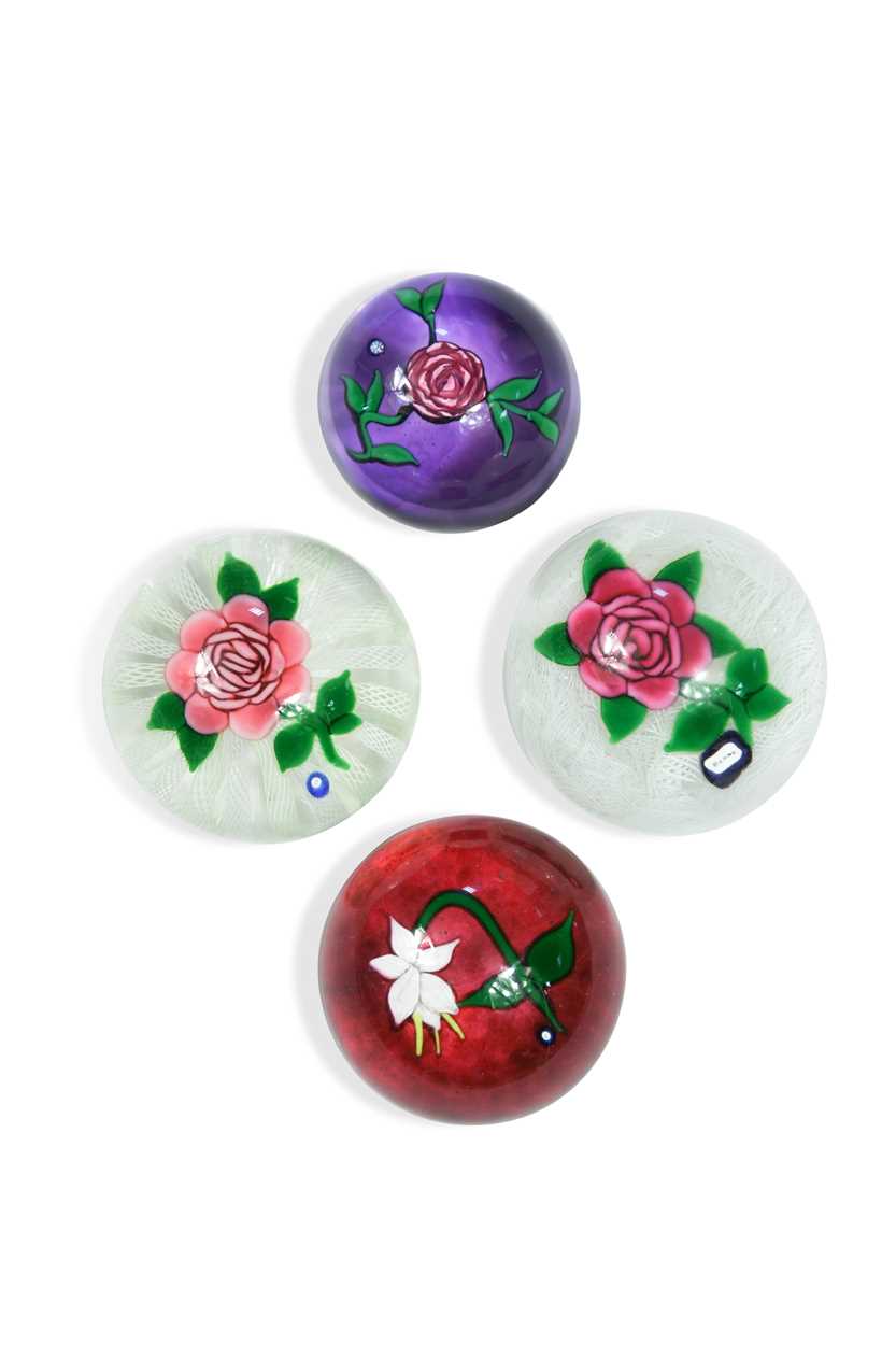 Lot 45 - Four John Deacons glass paperweights,