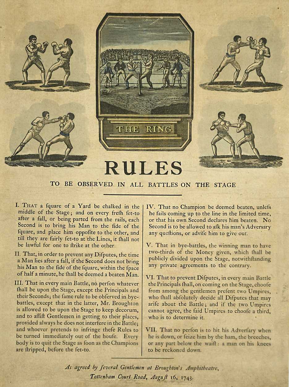 Lot 119 - Boxing. A printed broadside 'Rules to be