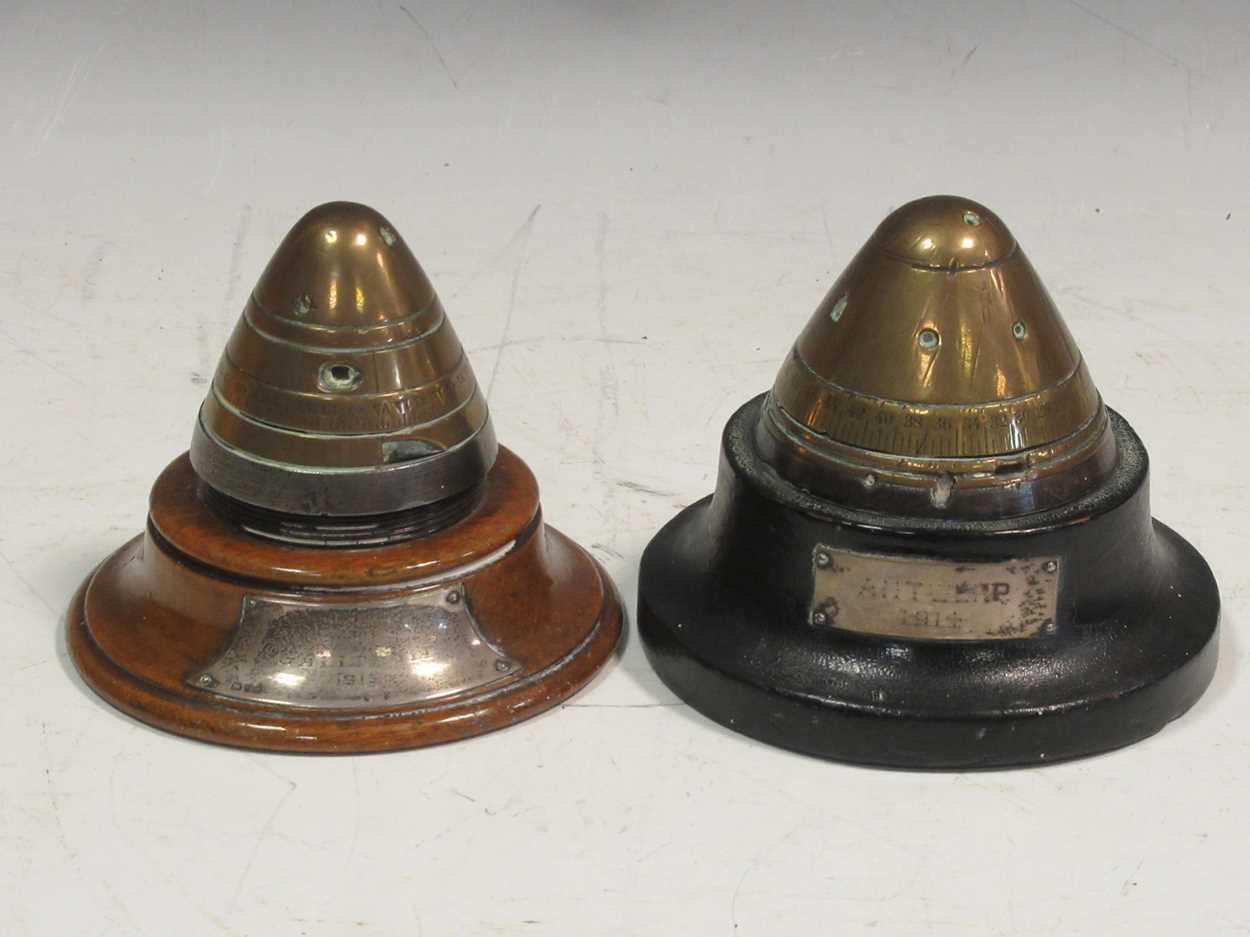 Lot 22 - Two World War One shell fuses, the bases with