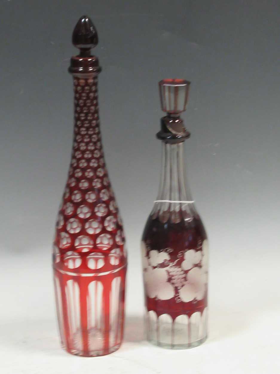 Lot 14 - A Bohemian ruby-flashed decanter and stopper,