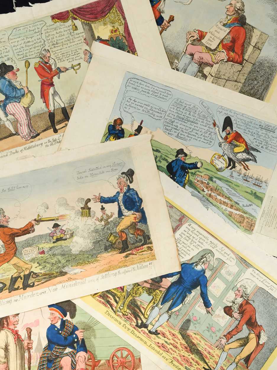 Lot 60 - Six hand coloured satirical cartoons by
