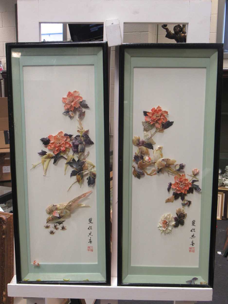 Lot 119 - 20th century Chinese shell pictures of birds