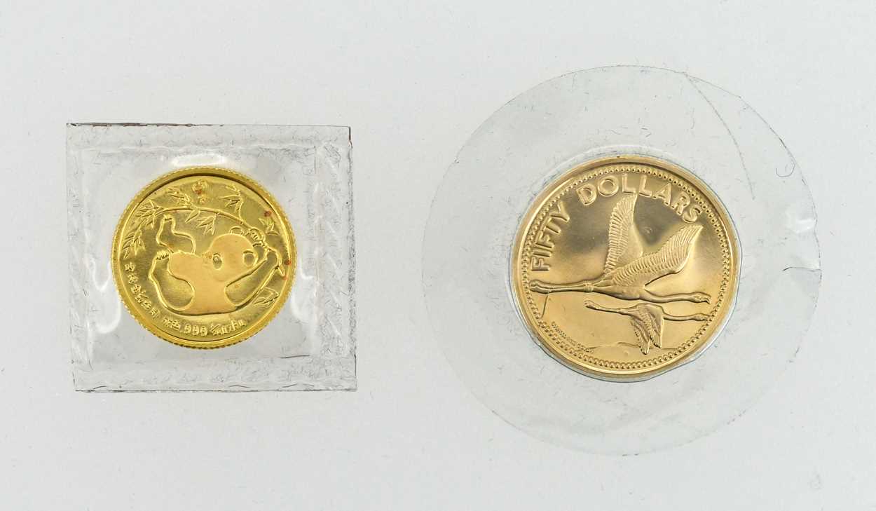 Lot 35 - Three small gold coins: 1/20th ounce fine