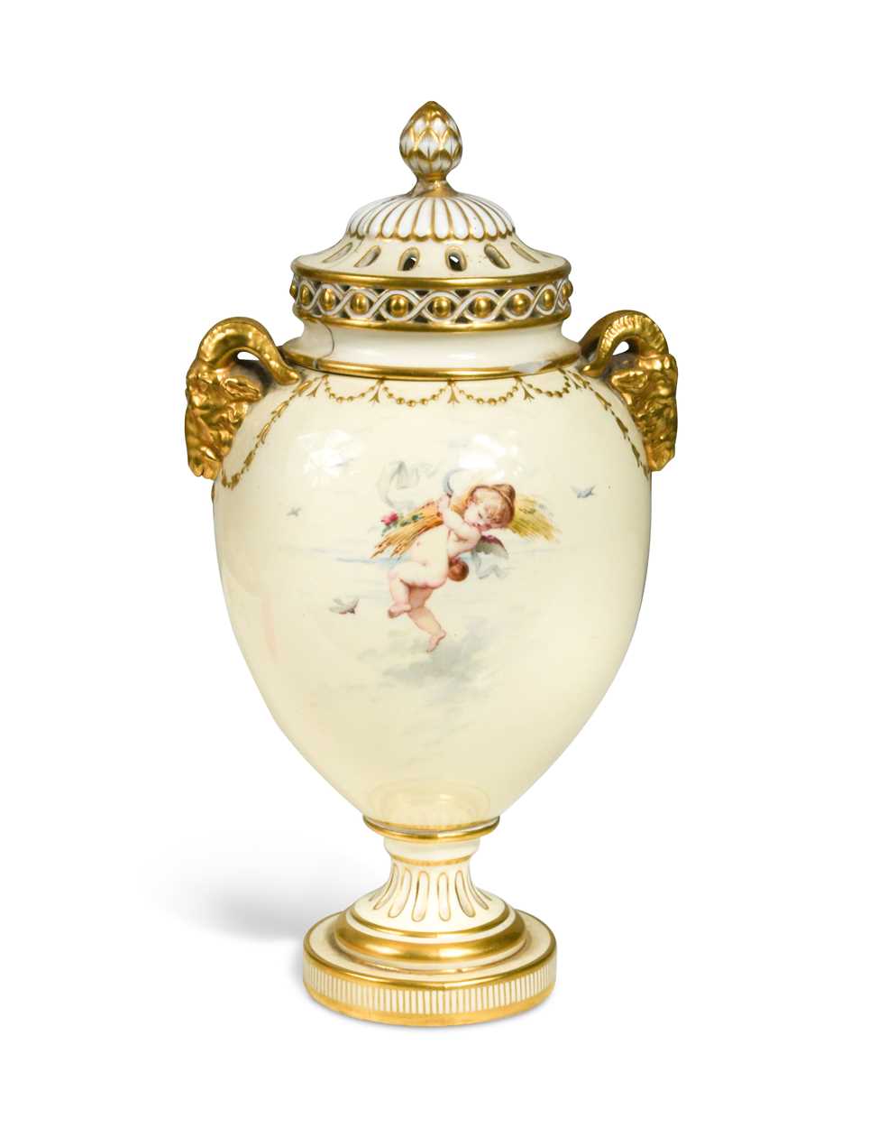Lot 55 - A Minton porcelain ovoid pot pourri circa