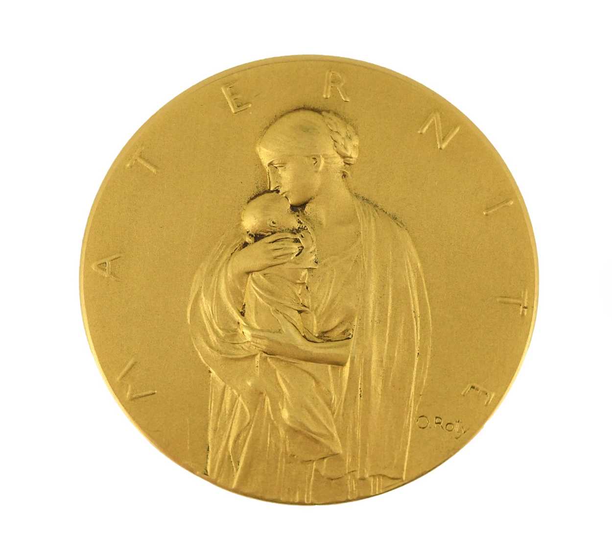 Lot 54 - Gold medal by O. Roty 'Maternite', the