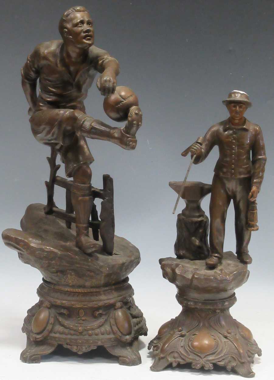 Lot 102 - Two spelter figures circa 1910, of a