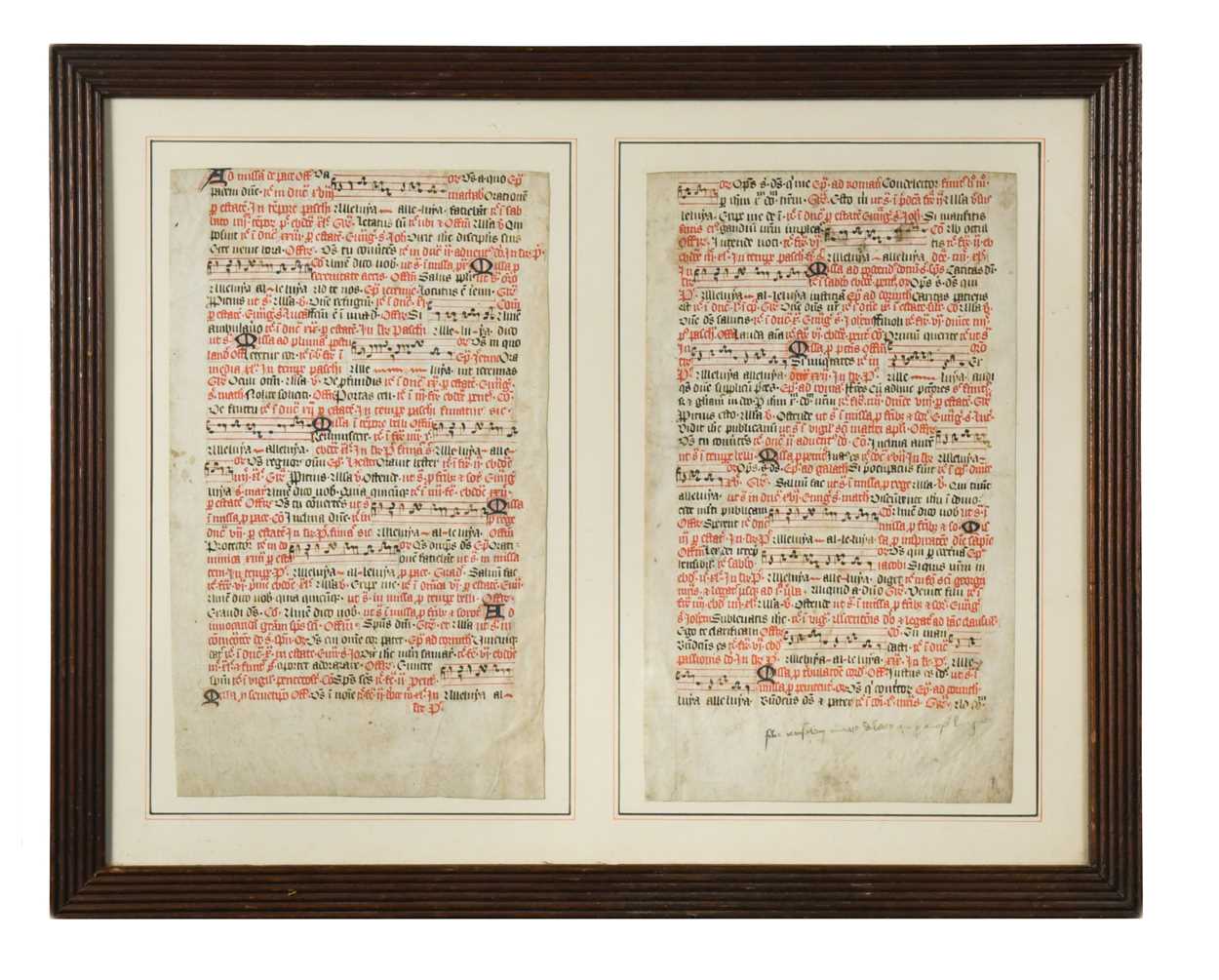 Lot 325 - Two 15th century manuscript leaves from a