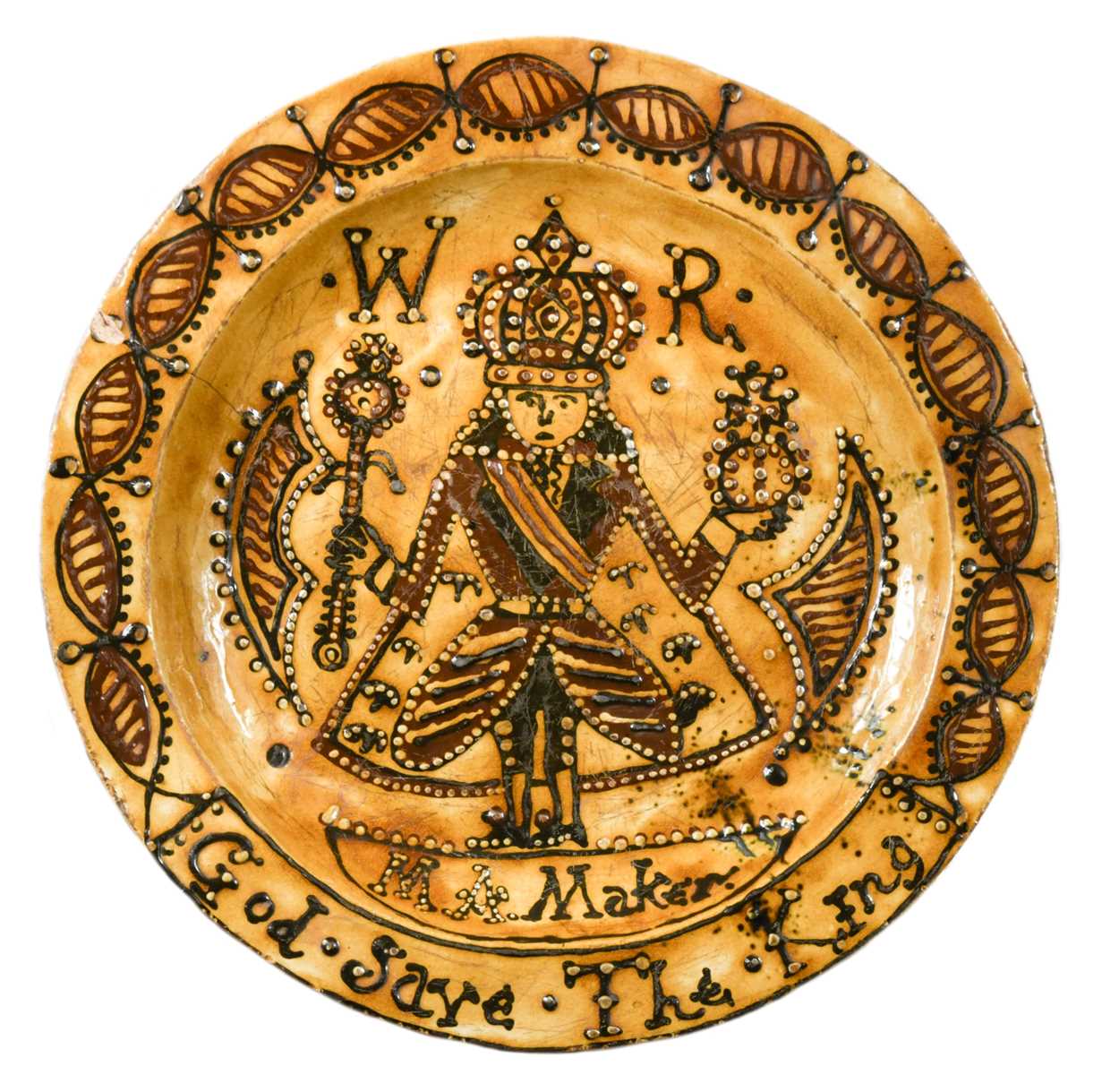 Lot 243 - A large slipware Thomas Toft style charger,