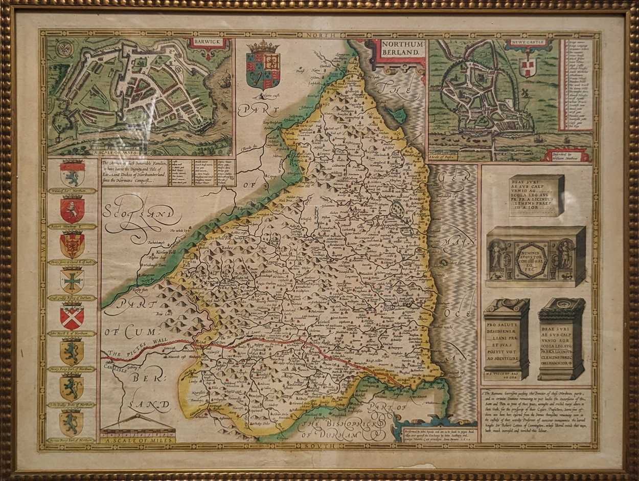 Lot 55 - John Speed A map of Northumberland with inset