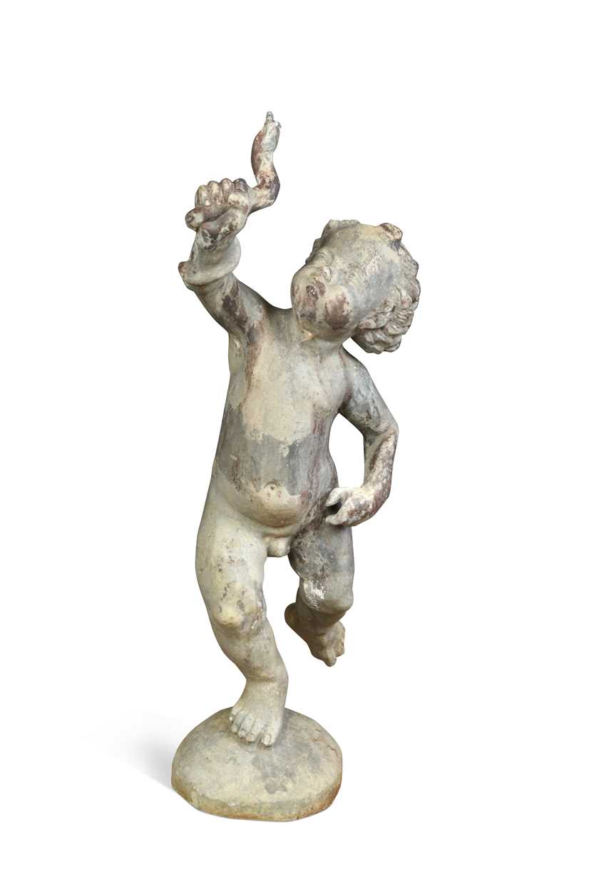 Lot 605 - A lead garden figure of the infant Hercules
