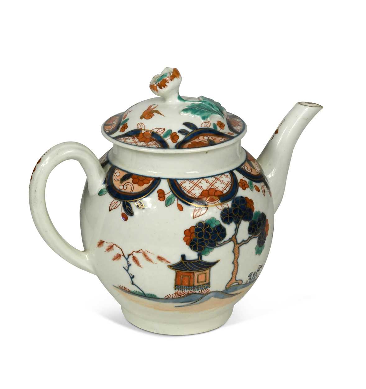 Lot 249 - A Worcester imari teapot and cover, circa