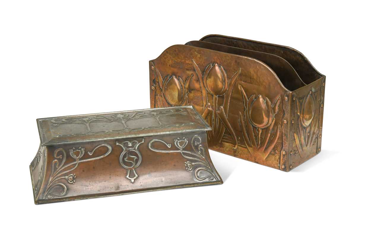 Lot 94 - A Newlyn copper letter rack,