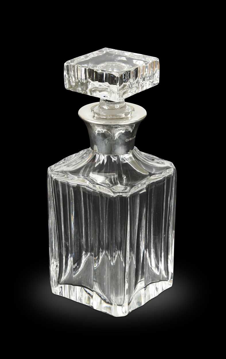 Lot 11 - A Mappin & Webb silver mounted glass decanter,