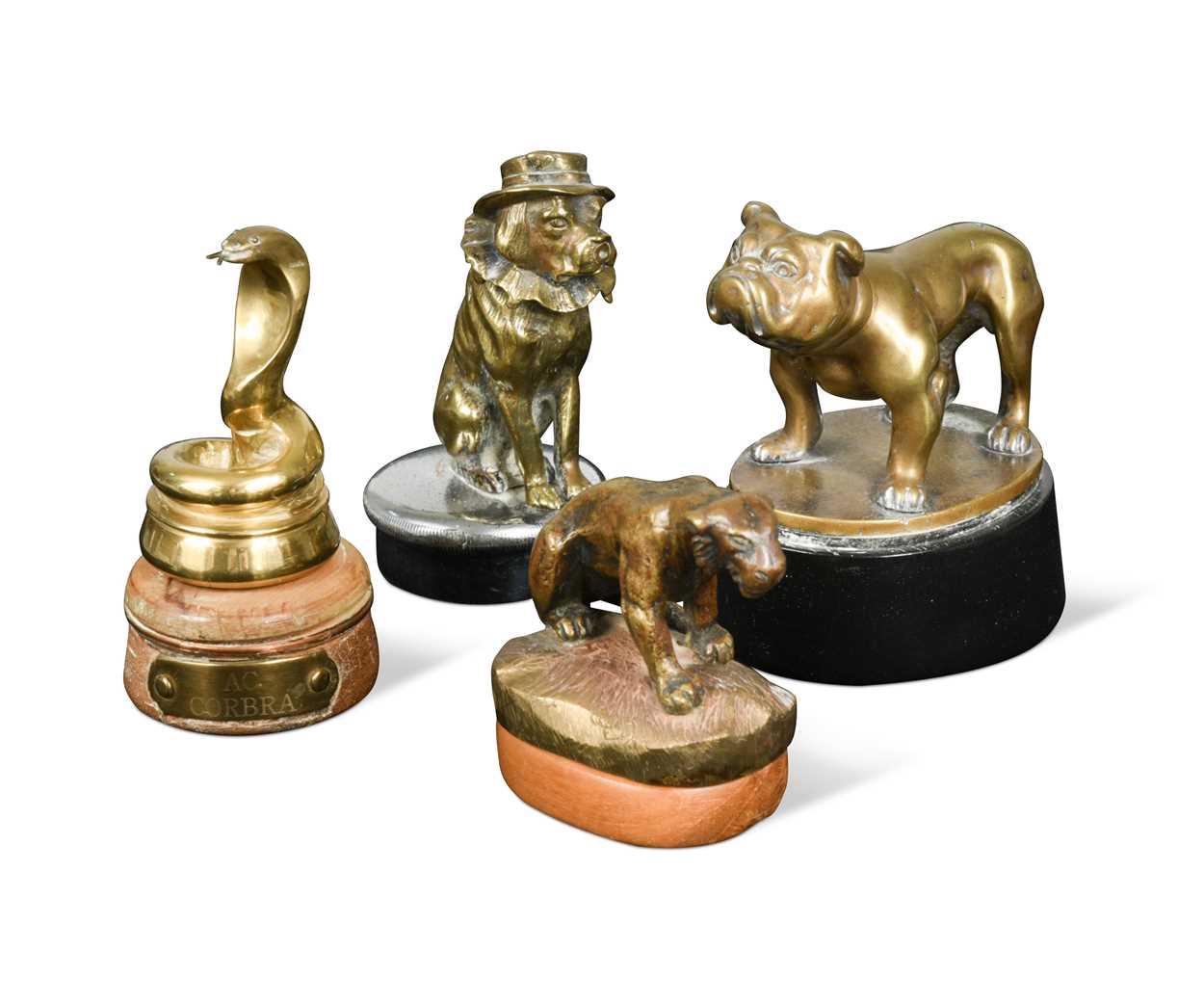 Lot 117 - A group of four brass car mascots,