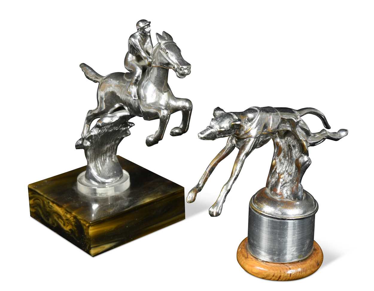Lot 126 - A group of three chromed car mascots,