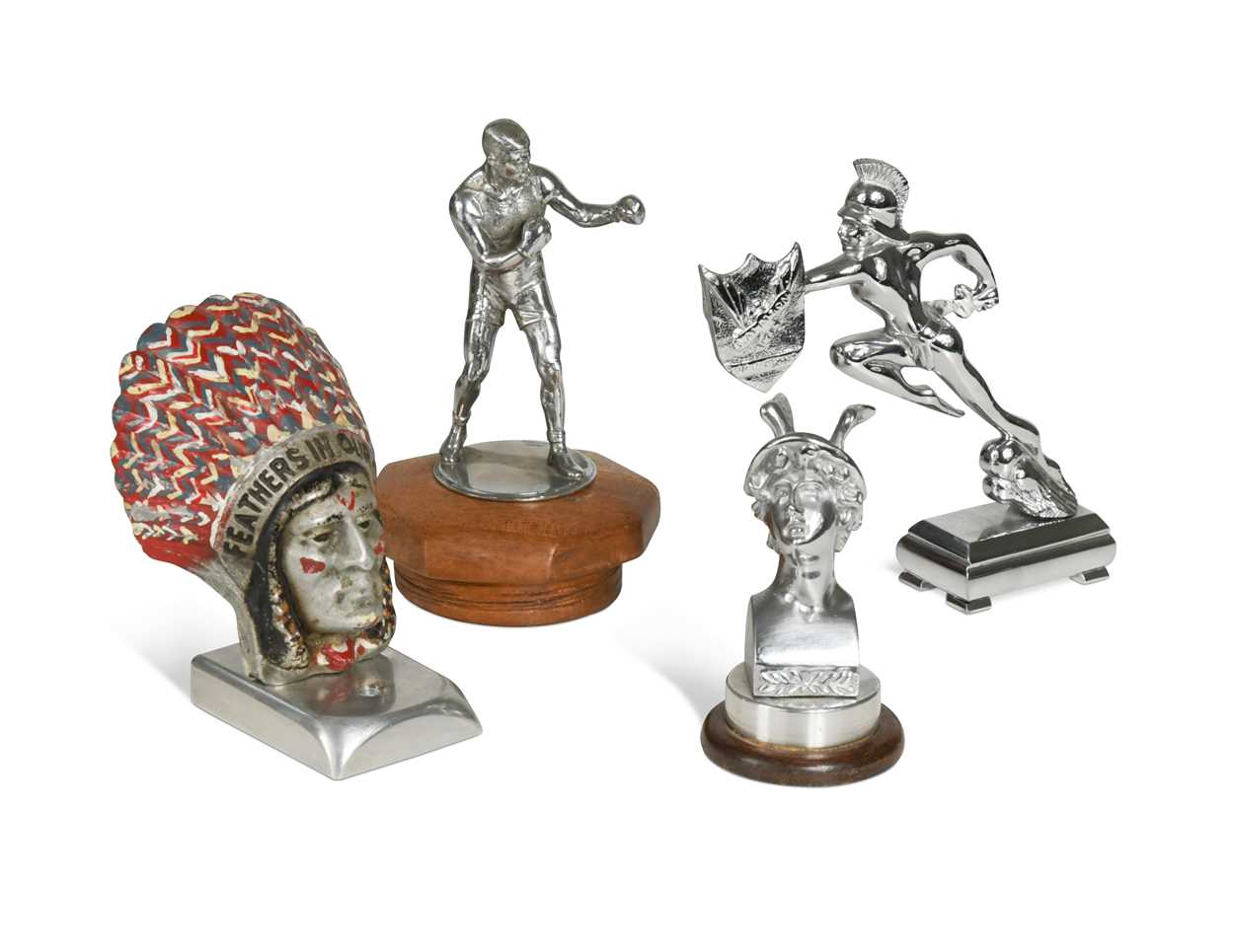 Lot 123 - A group of four figural car mascots,