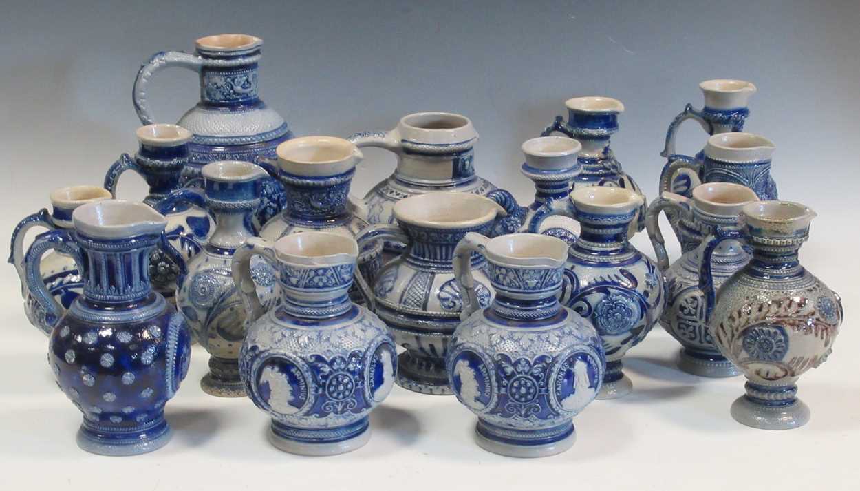 Lot 112 - Various Westerwald moulded blue and grey