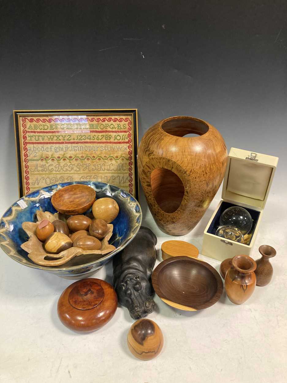 Lot 23 - Various modern turned wood objects; a model