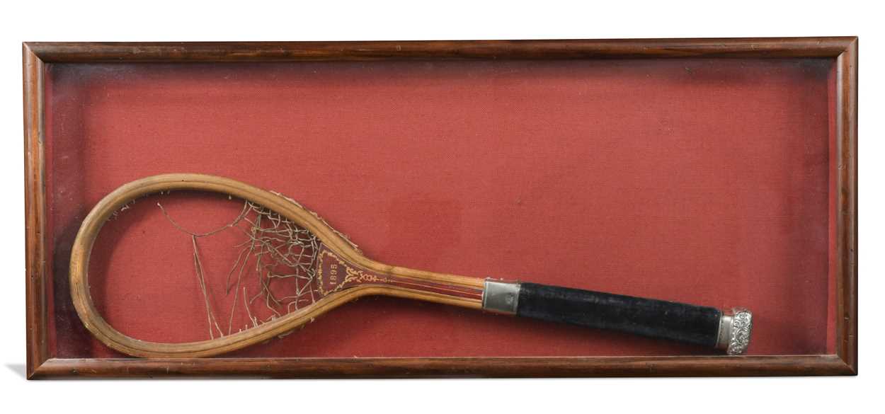 Lot 696 - A rare presentation Real Tennis racket, 1895,